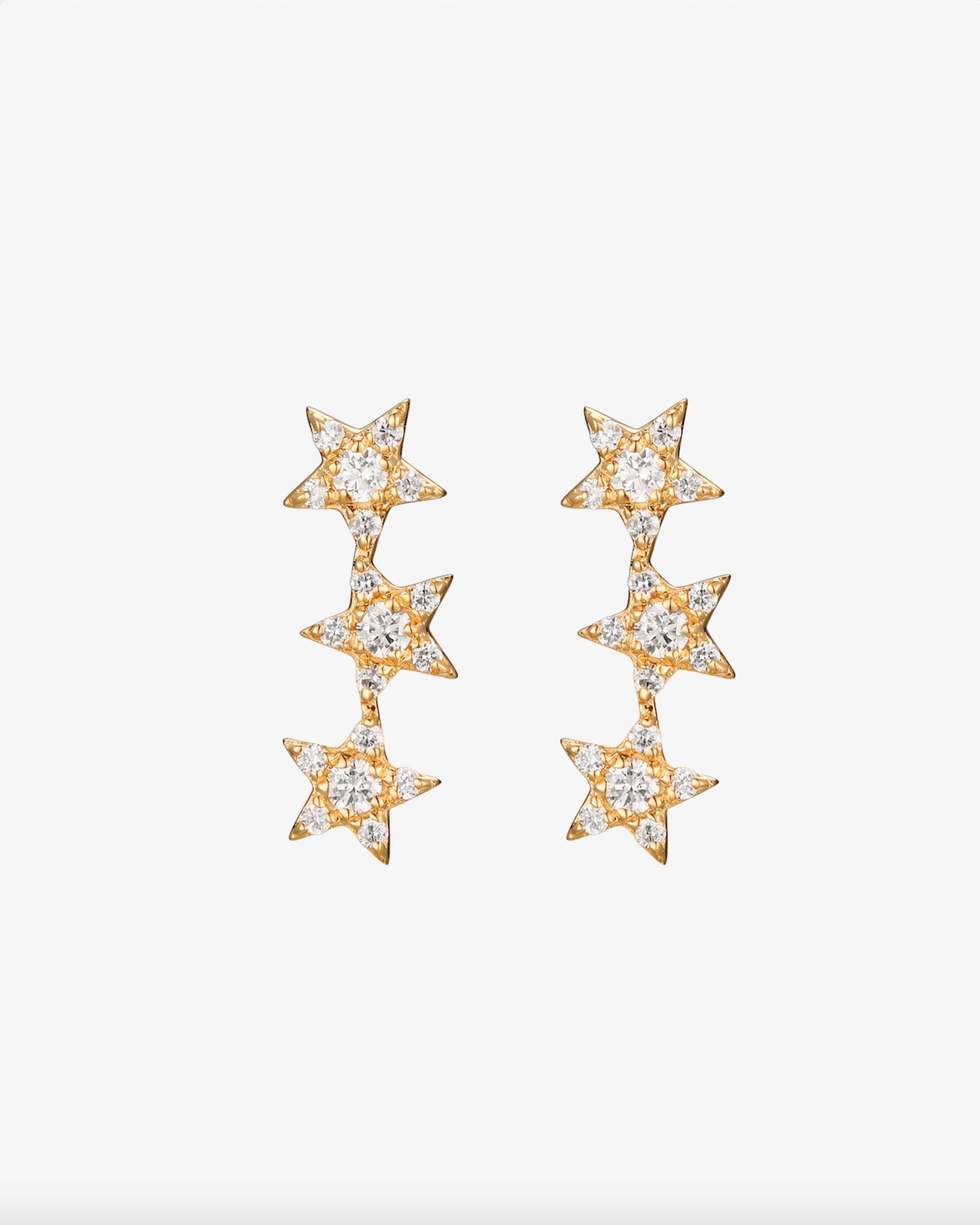 Starfall Stud Earring | Diamond Star Stud | VUOI Jewellery